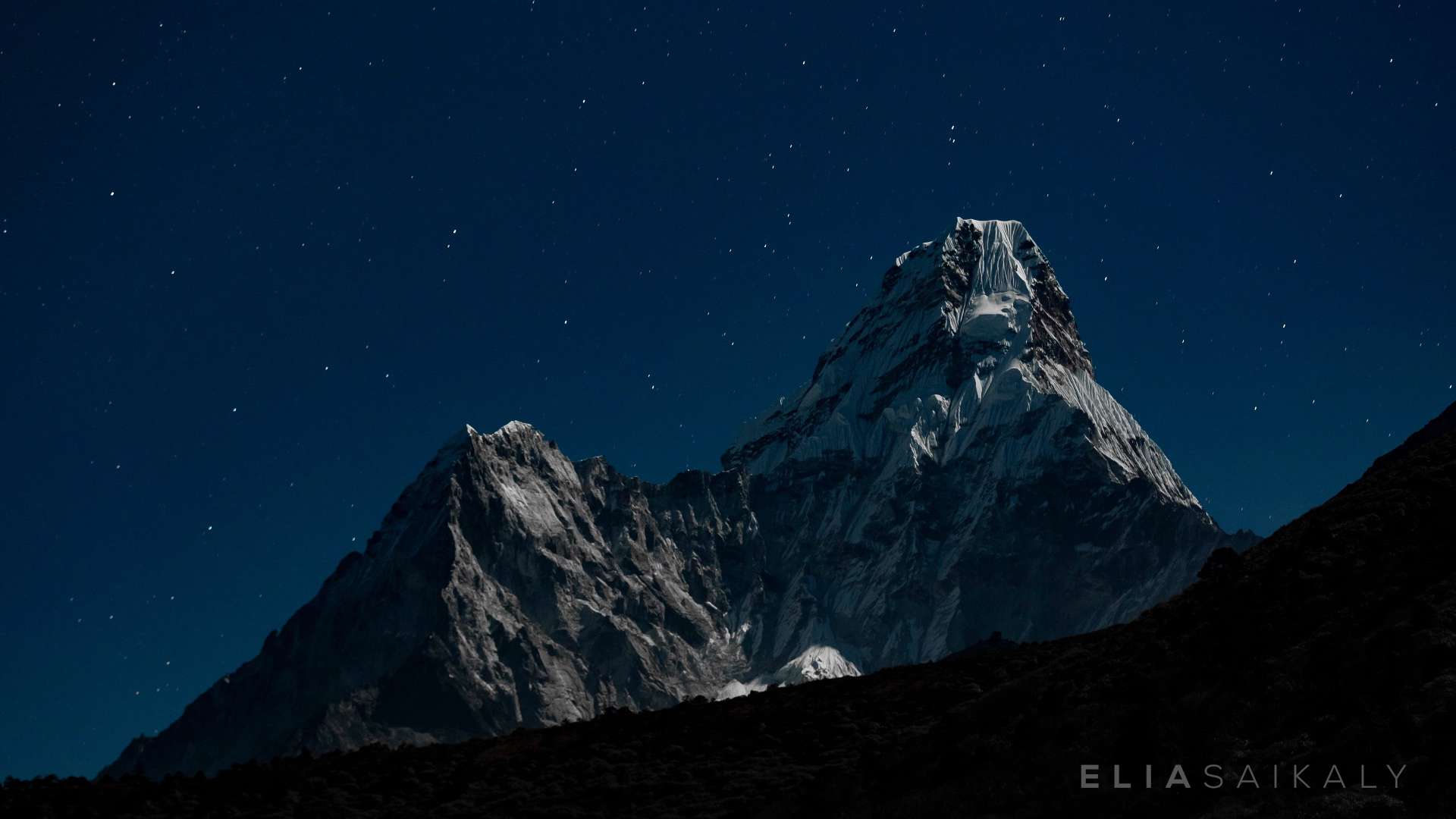 Ama Dablam at night with racing stars - Elia Saikaly Licensing