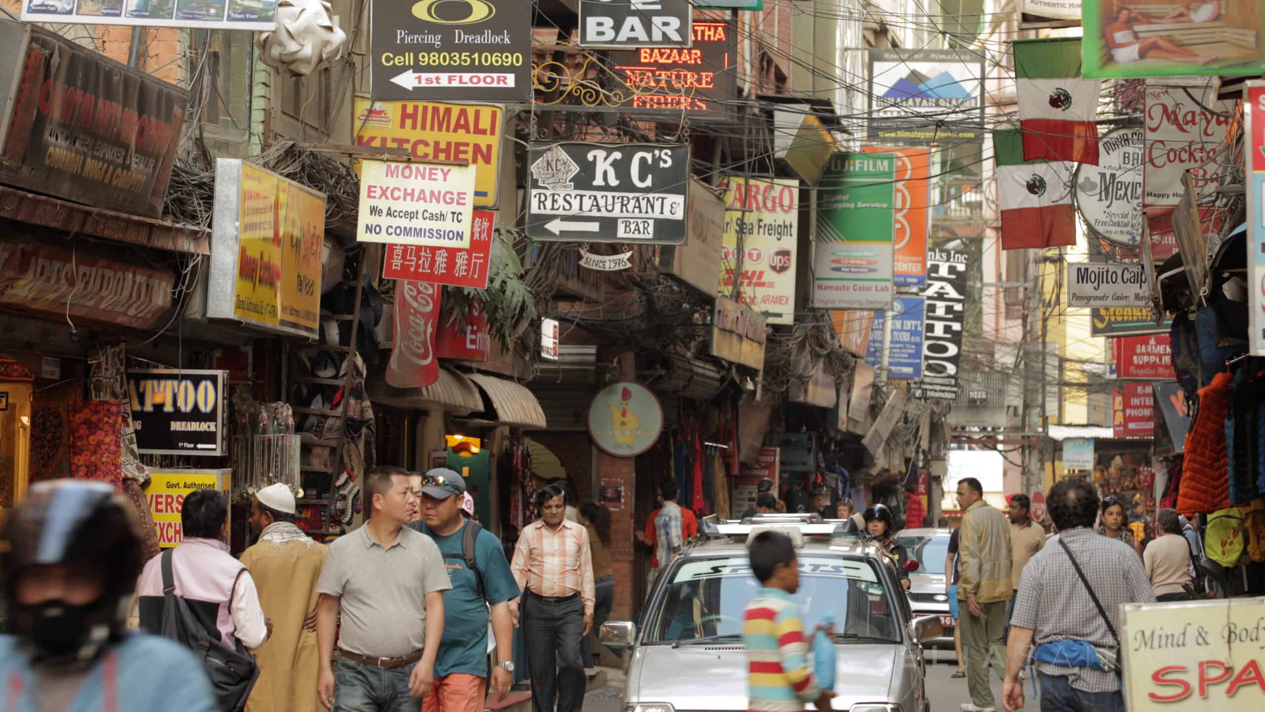 Shops and hustle and bustle in Thamel Kathmandu - Elia Saikaly Licensing